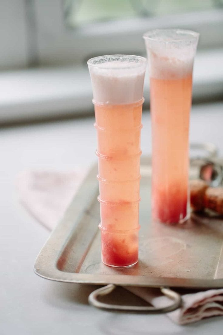 Pink Rhubarb Bellini with Prosecco - Familystyle Food