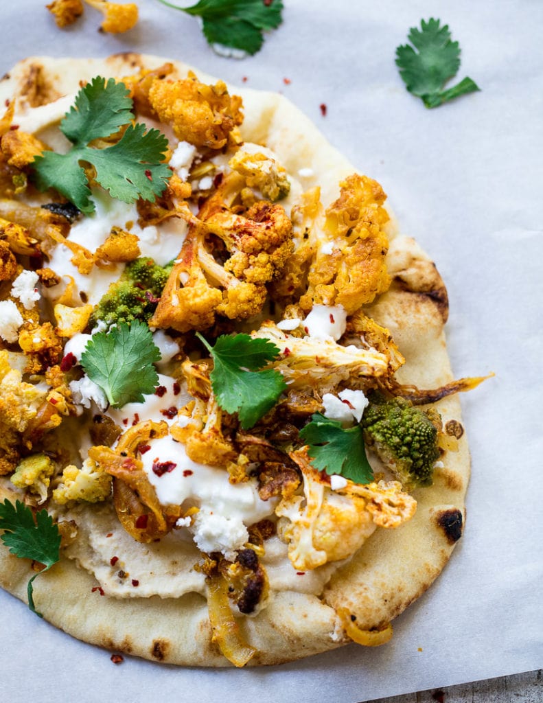 Roasted Curry Cauliflower Naan - Familystyle Food