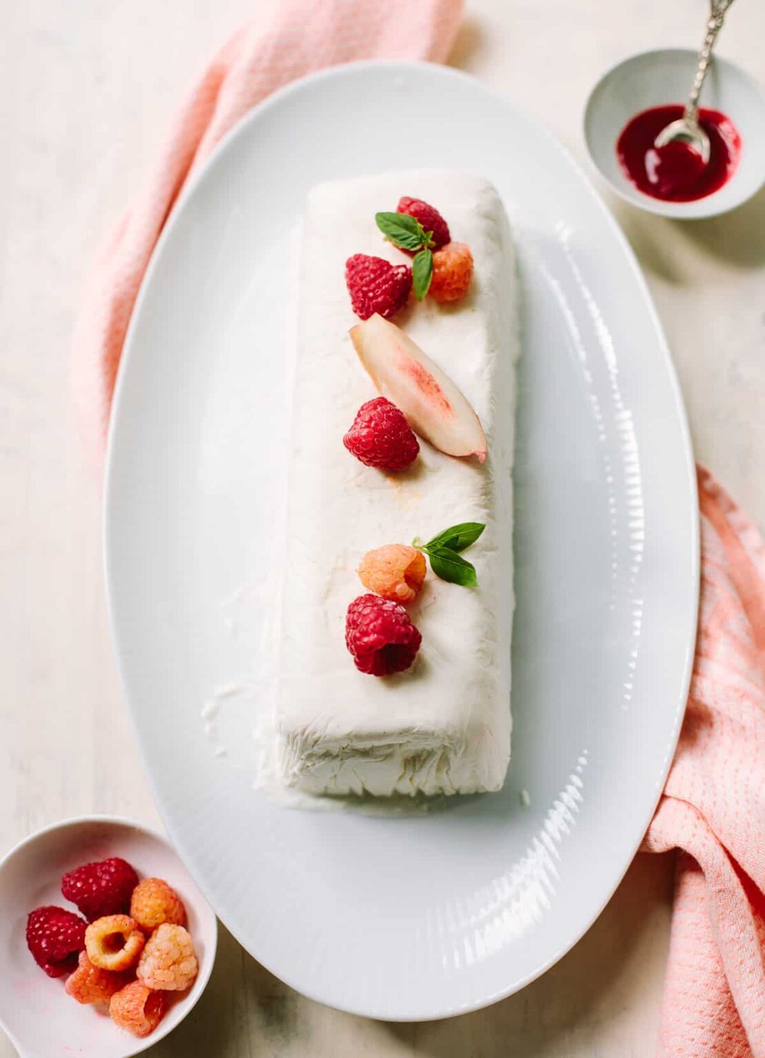 Vanilla Semifreddo with Raspberry Sauce - Familystyle Food