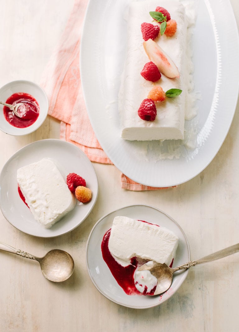 Vanilla Semifreddo with Raspberry Sauce - Familystyle Food