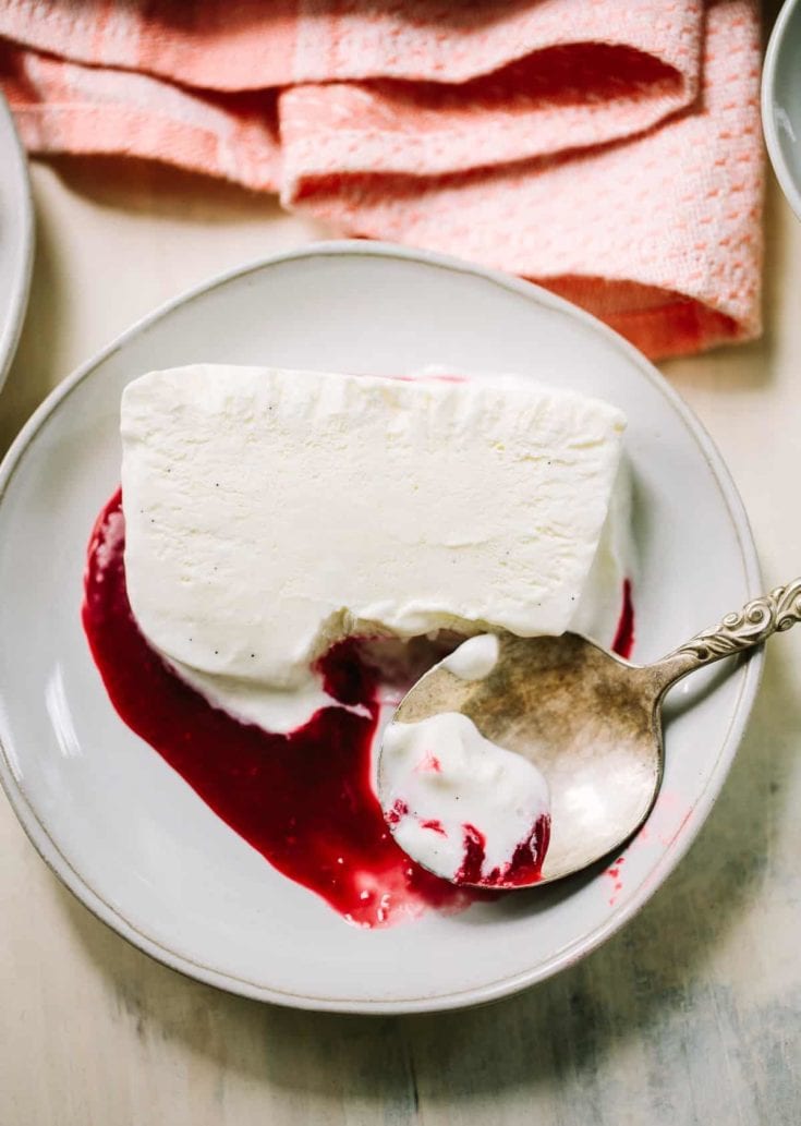 Vanilla Semifreddo with Raspberry Sauce - Familystyle Food