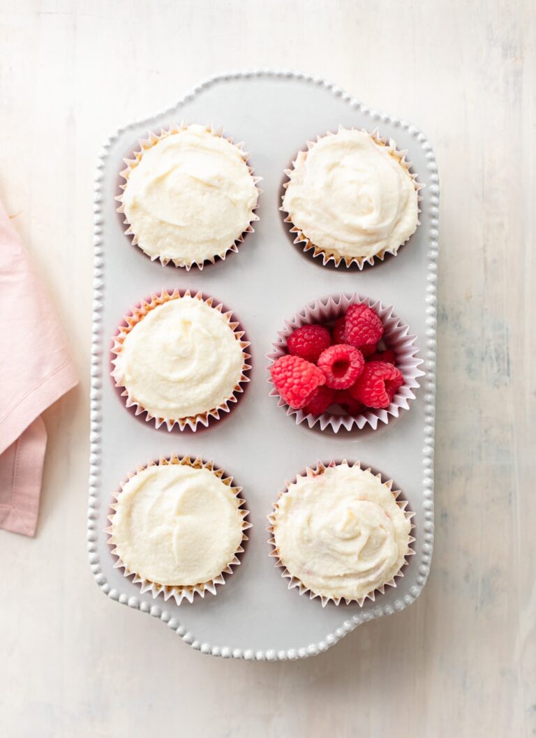 Vanilla Cupcakes with Raspberry Filling - Familystyle Food
