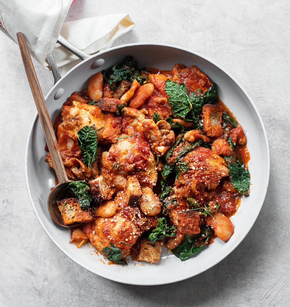 One Pan Tuscan Chicken with White Beans - Familystyle Food