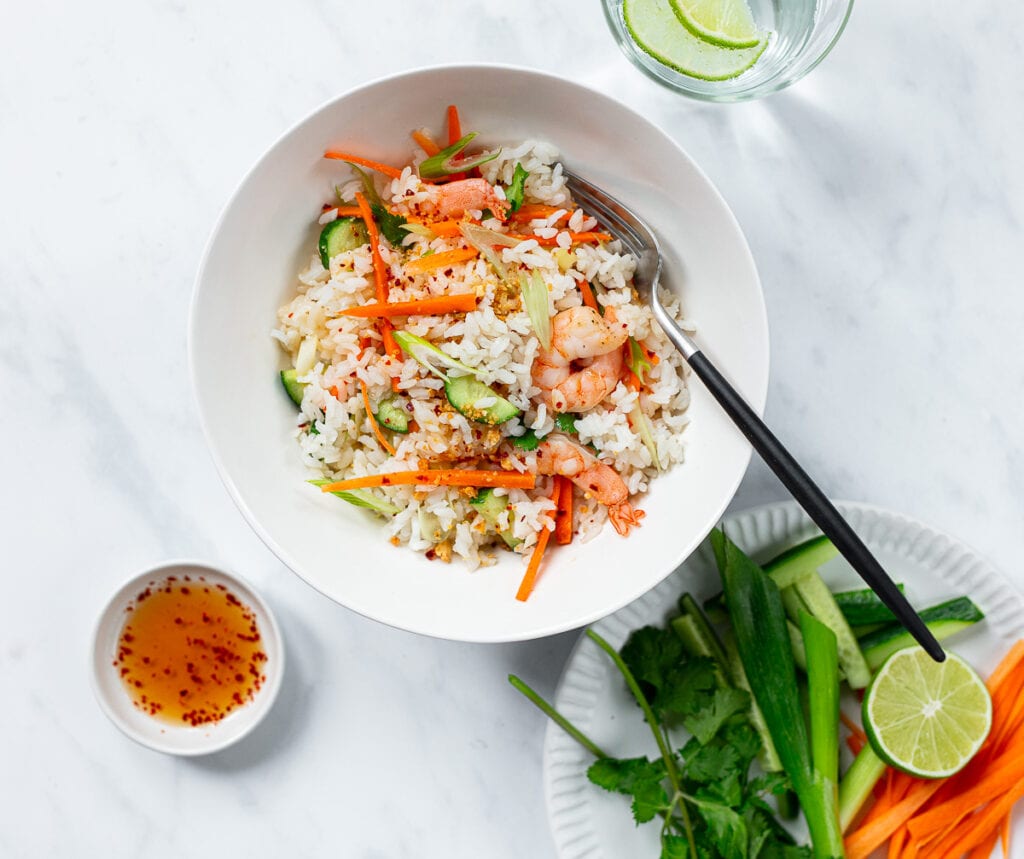 Sticky Rice Salad with Shrimp - Familystyle Food