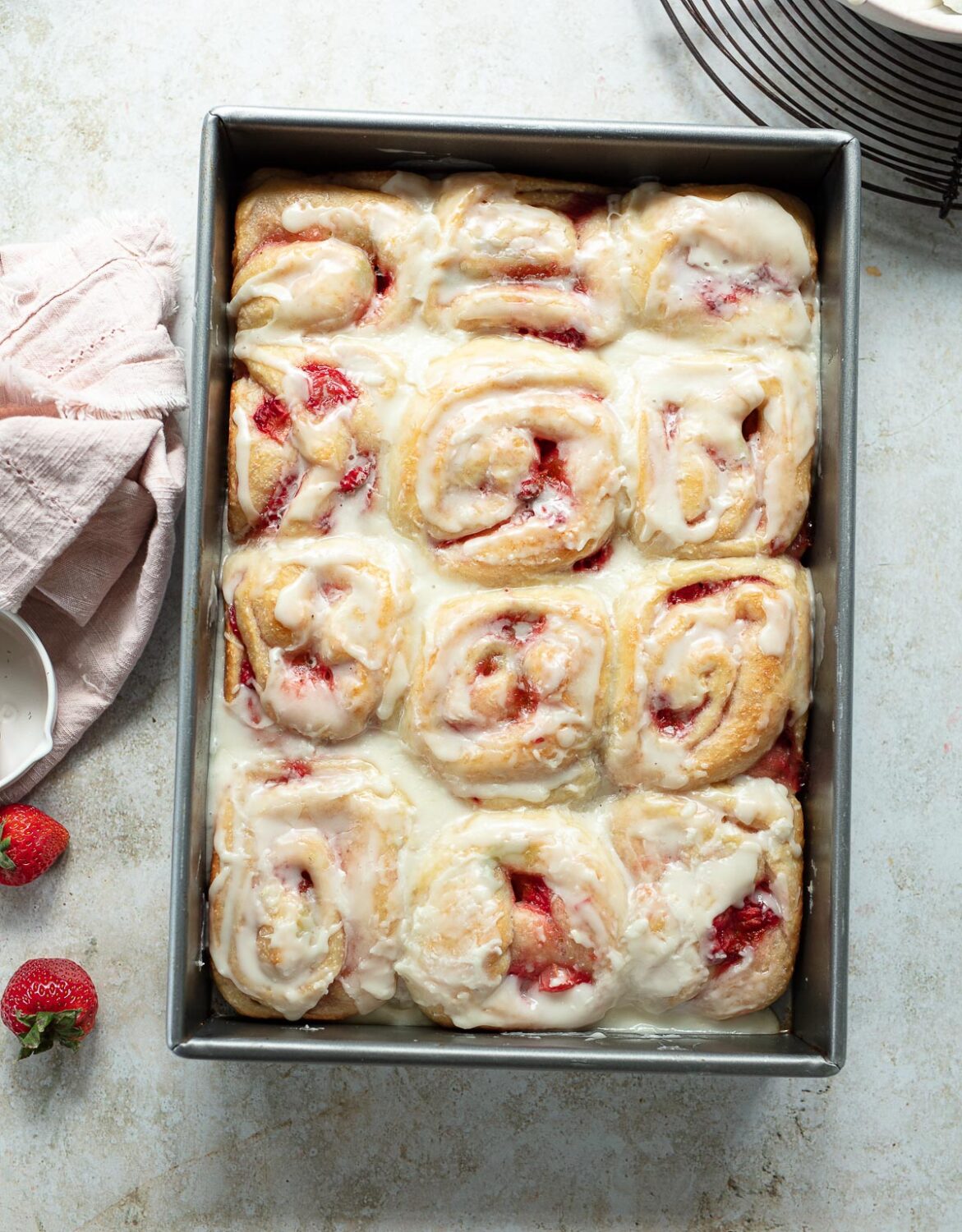 Strawberry Sweet Rolls with Lemon Glaze - Familystyle Food
