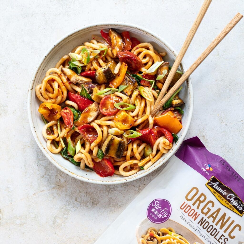Sesame Udon Noodles with Roasted Vegetables - Familystyle Food
