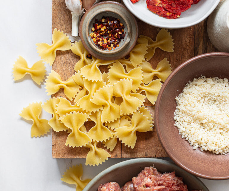Bowtie Pasta with Sausage - Familystyle Food