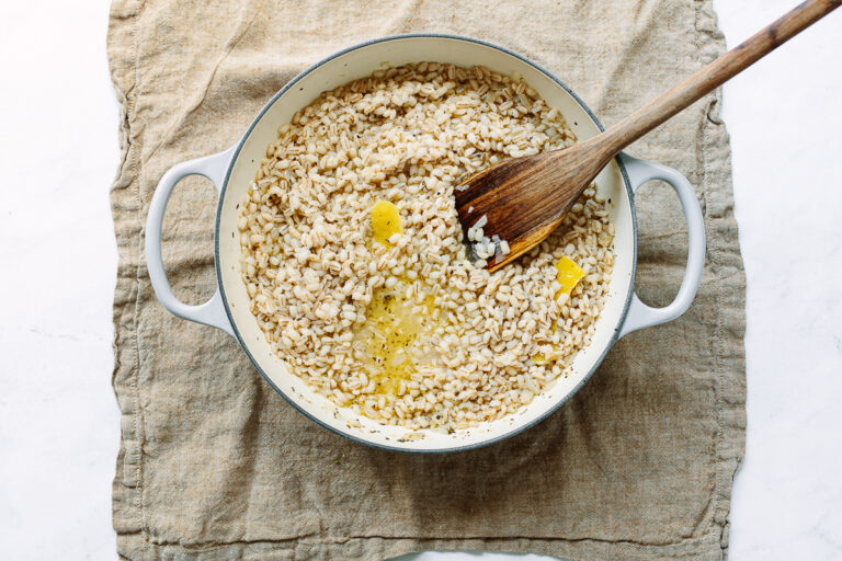 Barley Risotto with Fresh Mushrooms and Asparagus - Familystyle Food