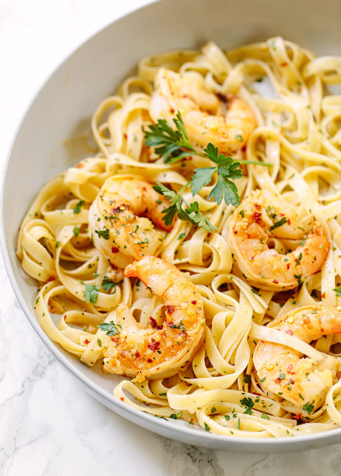 Shrimp Pasta with Garlic Butter Sauce - Familystyle Food