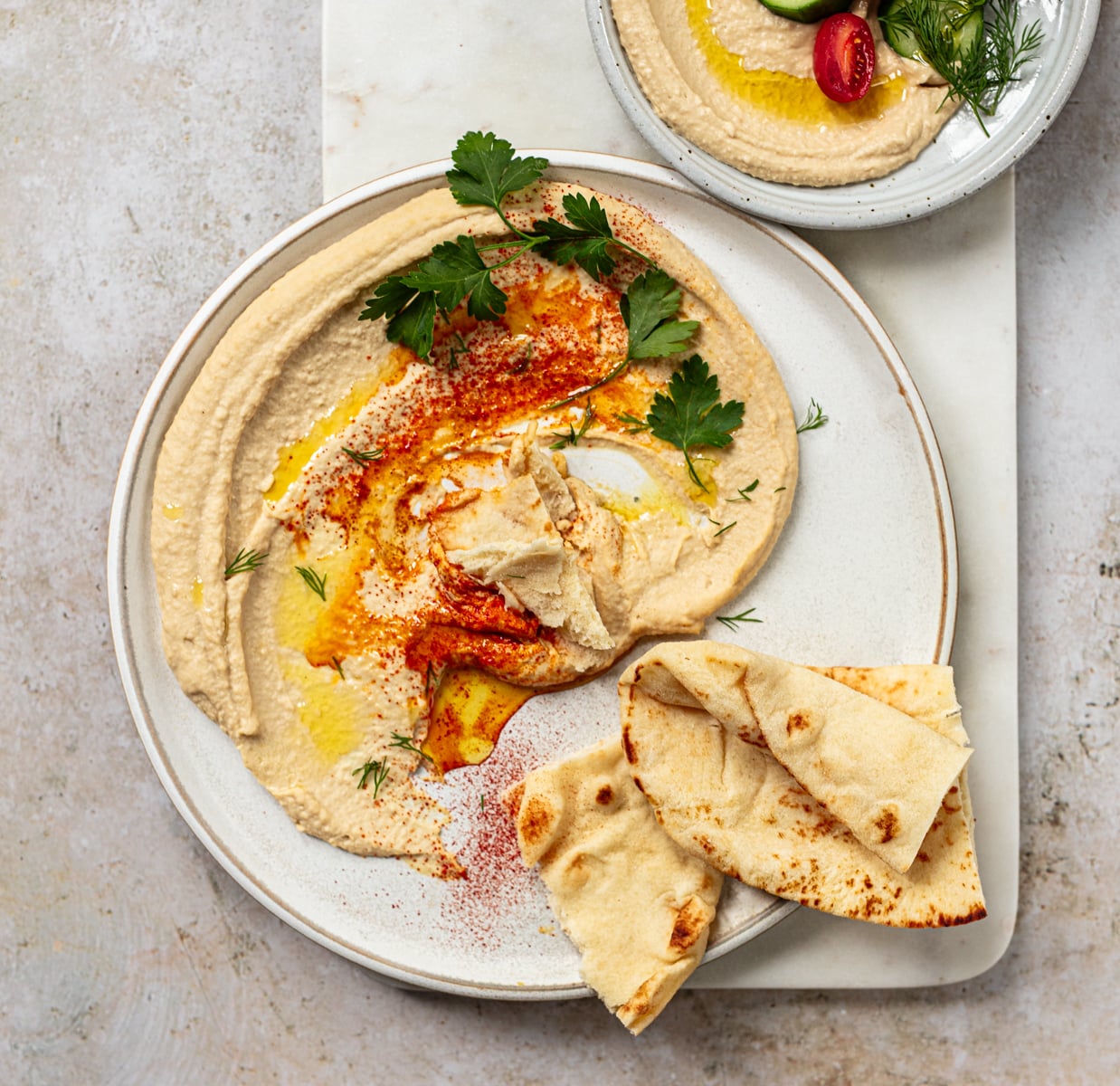 Ultra-Creamy Chickpea Hummus with Herbs - Familystyle Food